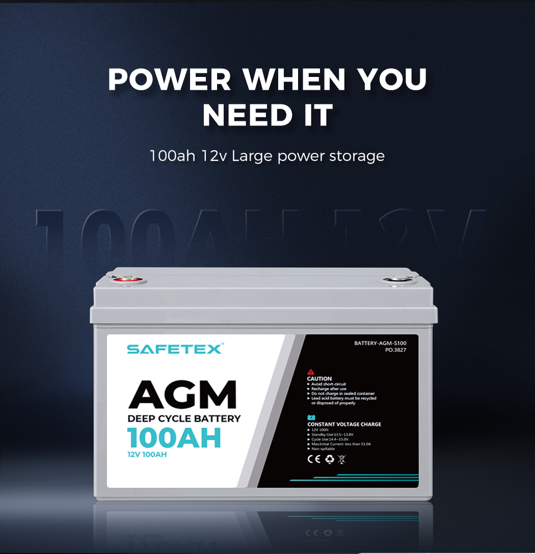 Safetex Battery Deep Cycle 12V AGM Solar Marine Sealed Camping Power ...